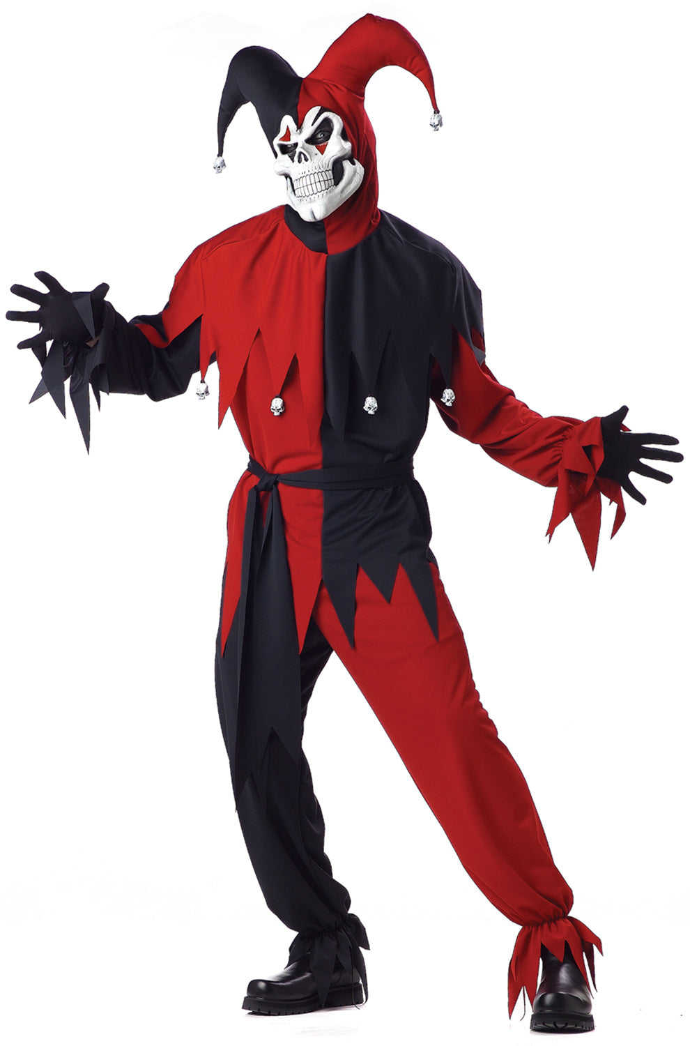 Wicked Evil Jester Adult Costume (Red/Black) - PureCostumes.com