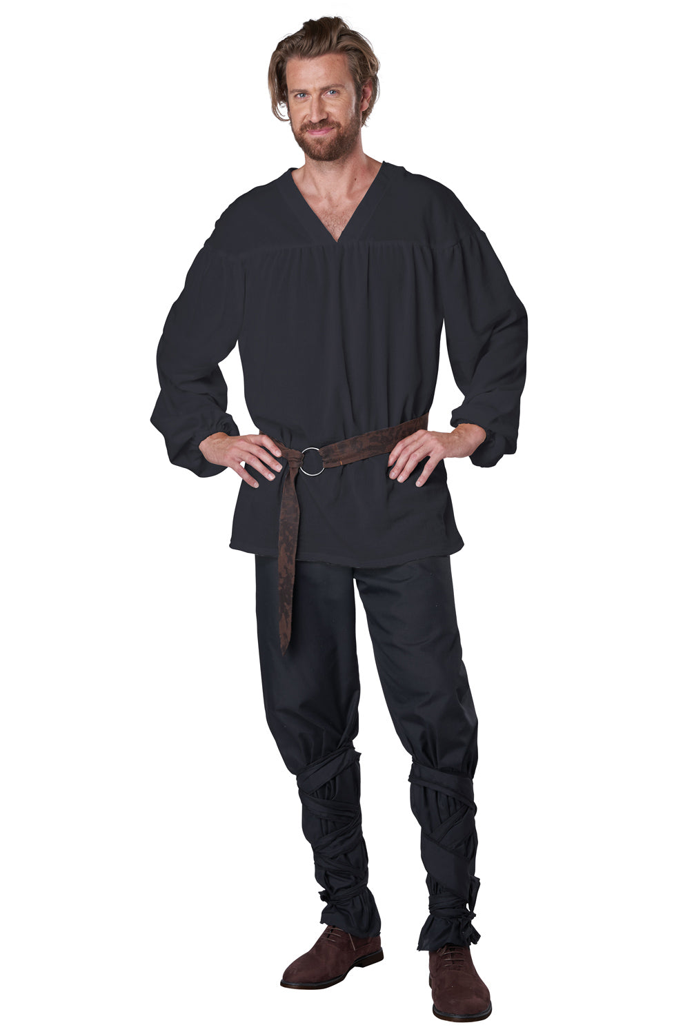 Renaissance Peasant Shirt Adult Costume (Black) - PureCostumes.com