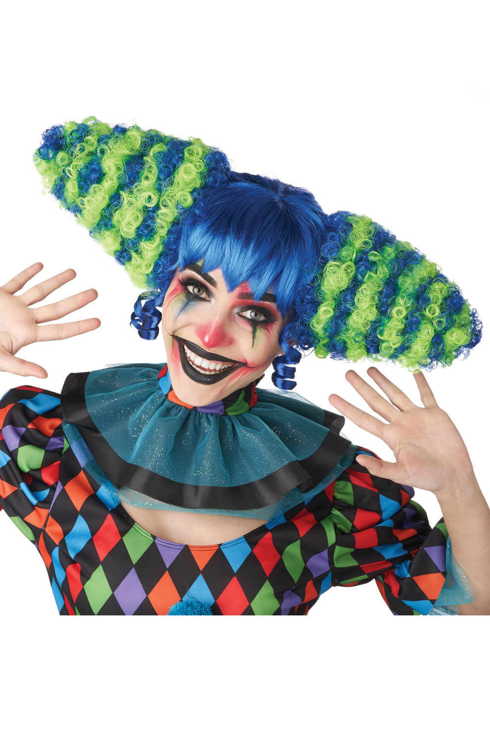 Funhouse Clown Wig (Blue/Green) - PureCostumes.com