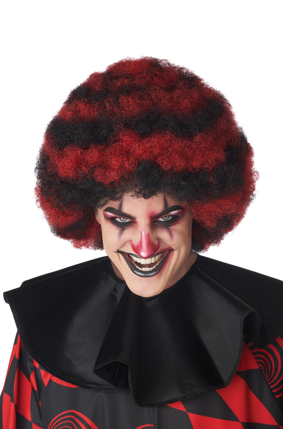 Spiral Clown Wig (Black/Red) - PureCostumes.com