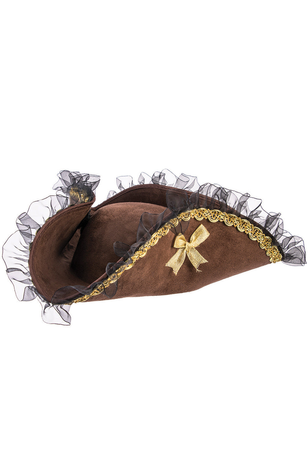 Tricorner Female Pirate Hat (Brown) - PureCostumes.com