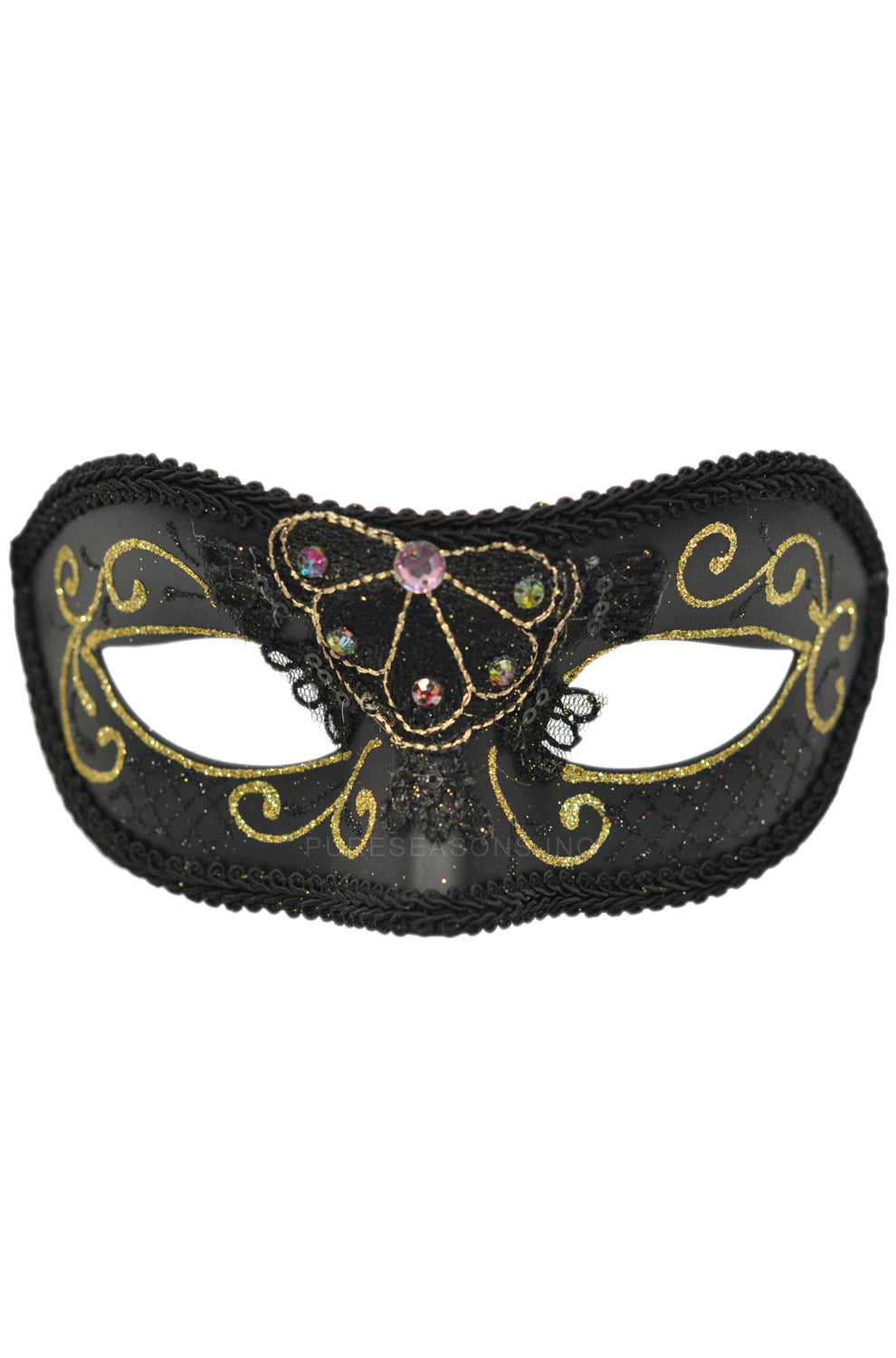 Pavone Masquerade Mask (Black) - PureCostumes.com