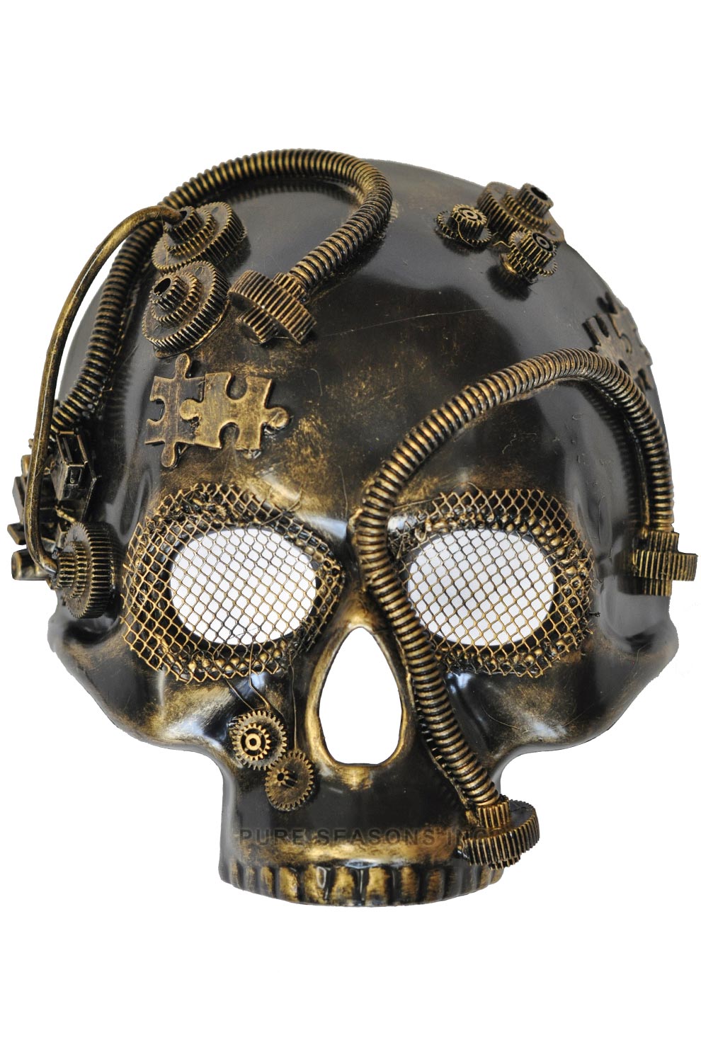 Steampunk Robot Skull Mask (Gold) - PureCostumes.com