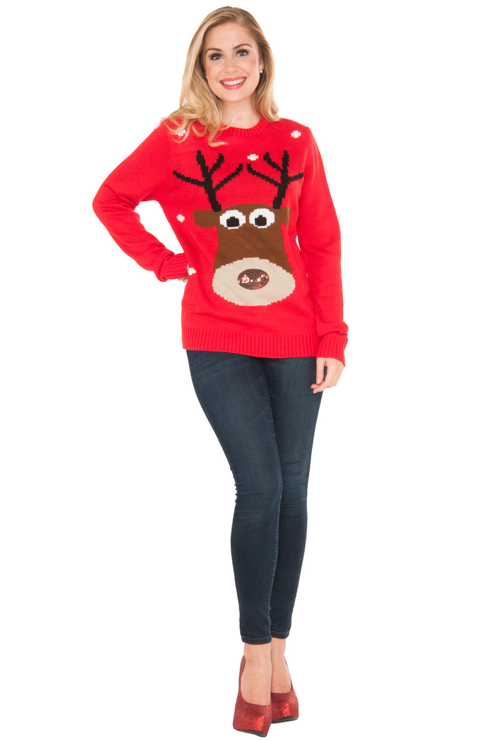 Christmas Santa Red Reindeer Sweater Adult Costume | eBay